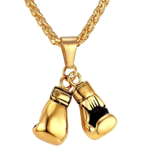 Gold-Toned Boxing Gloves Pendant Necklace Made Of Stainless Steel | Classy Men Collection