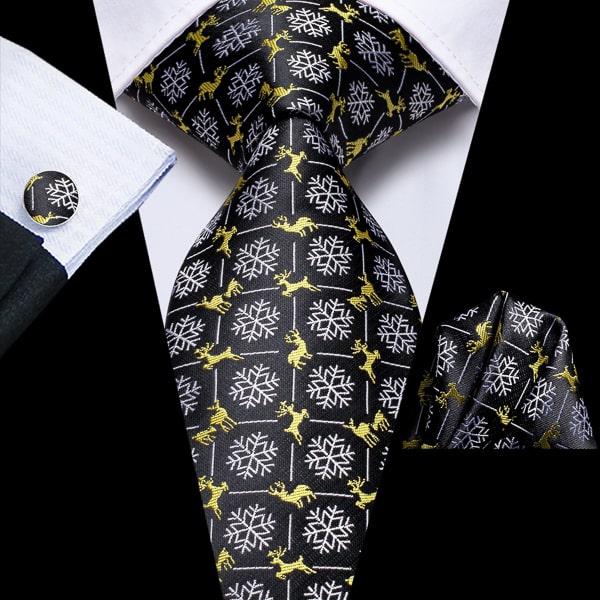 Black Yellow Gold Winter Satin Tie | Classy Men Collection