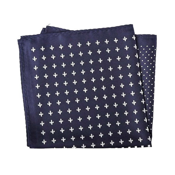 Navy Blue Multi-Pattern Dotted Pocket Square | Classy Men Collection