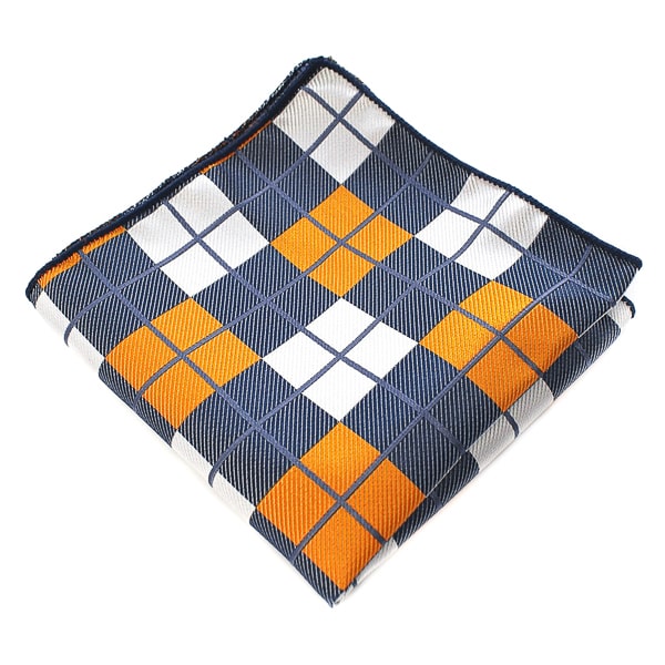 Orange Grey Checkered Pocket Square | Classy Men Collection