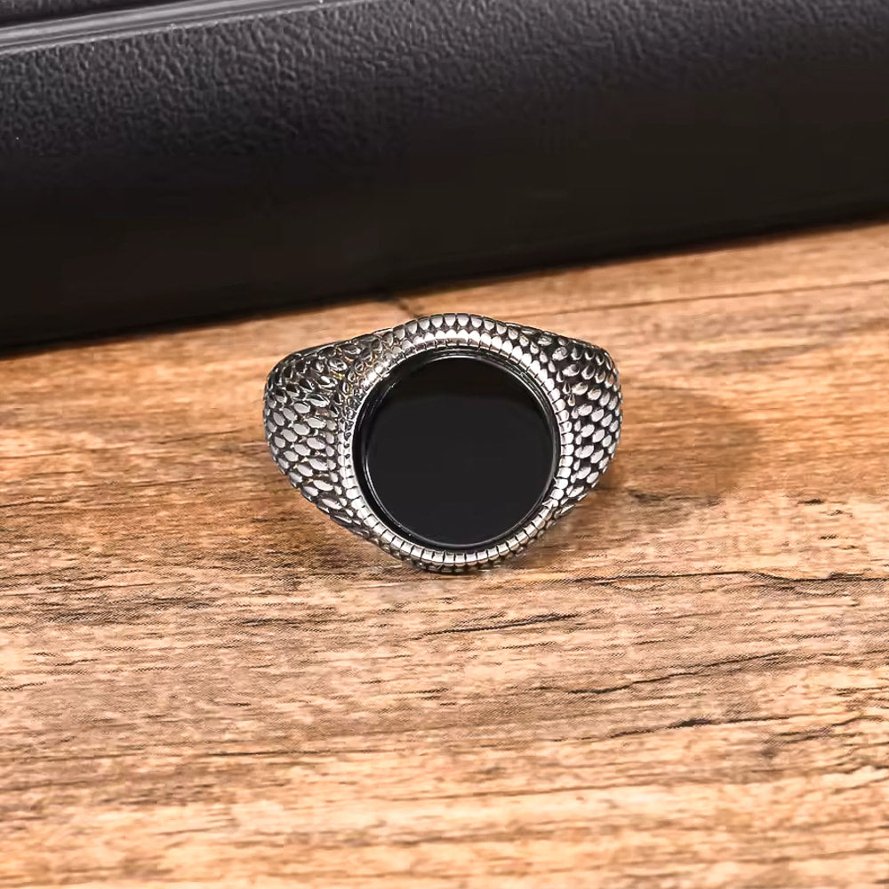 Round Black & Silver Signet Pinky Ring for Men | CMC | Classy Men ...