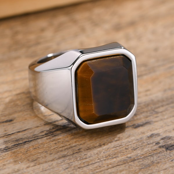 Square Tiger Eye Ring | Classy Men Collection