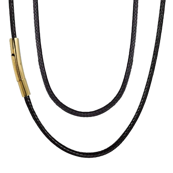 3mm Gold Leather Chain Necklace for Men | Classy Men Collection