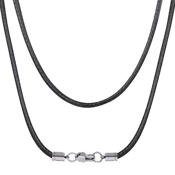 5mm Black Woven Leather Chain Necklace for Men | Classy Men Collection