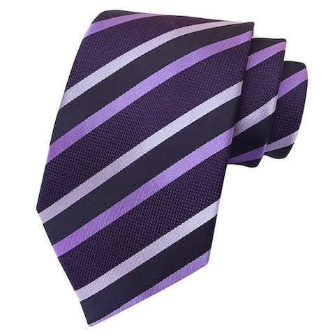Classic Purple Satin Tie With Stripes | Classy Men Collection