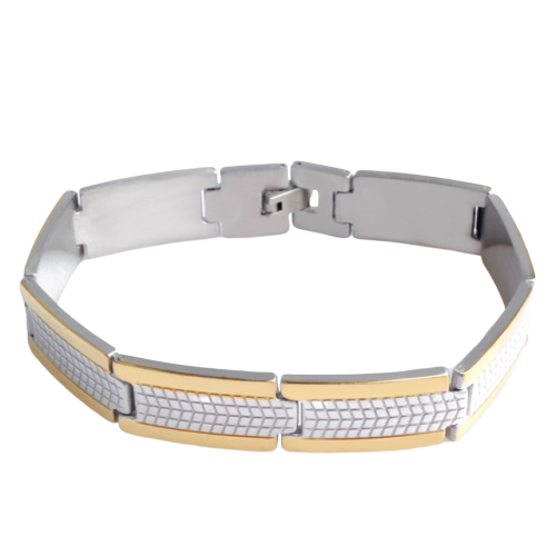 Gold & Silver Design Steel Bracelet | Classy Men Collection