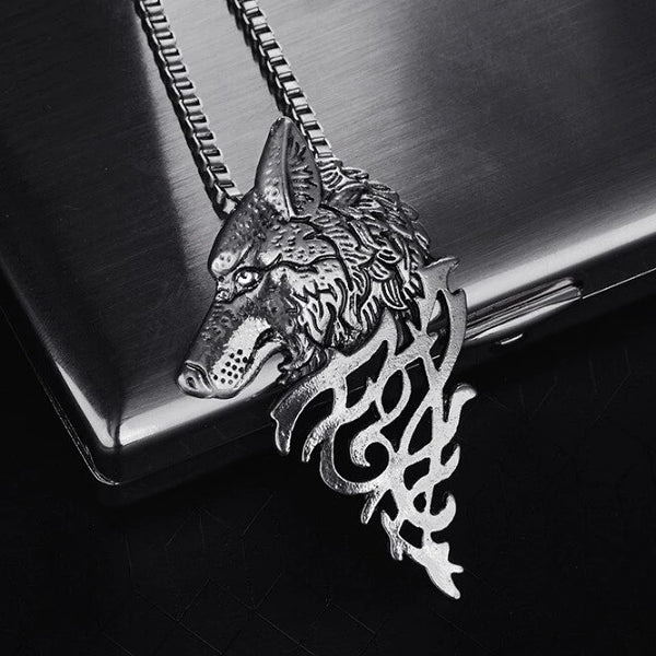 Silver-Toned Wolf Pendant Necklace For Men | Classy Men Collection