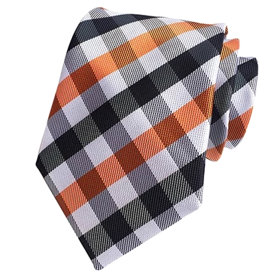 Classic Orange Checkered Silk Tie | Classy Men Collection