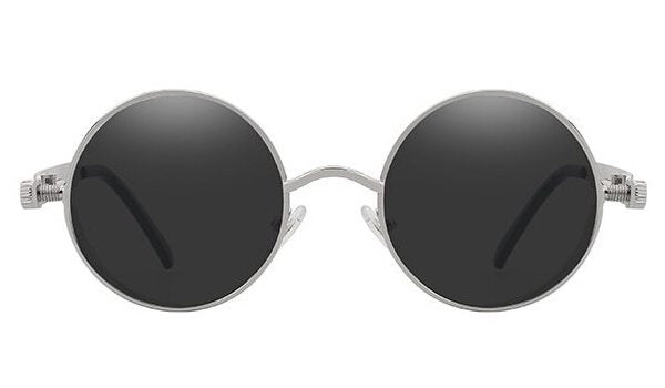 Round Vintage Sunglasses with Black Lenses and Silver Frames | Classy ...