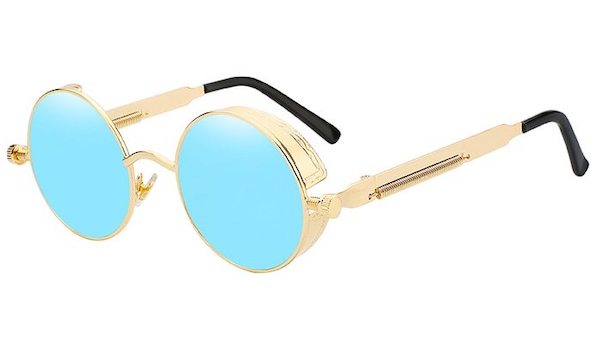 Round Vintage Sunglasses with Blue Lenses and Gold Frames | Classy Men ...