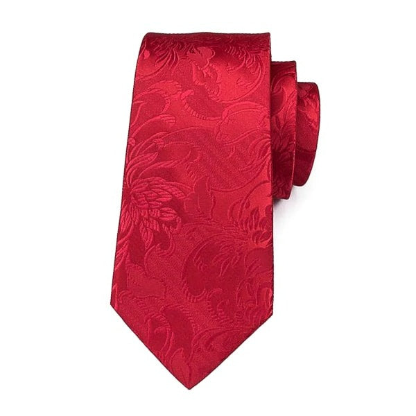 Bright Red Floral Silk Tie | Classy Men Collection