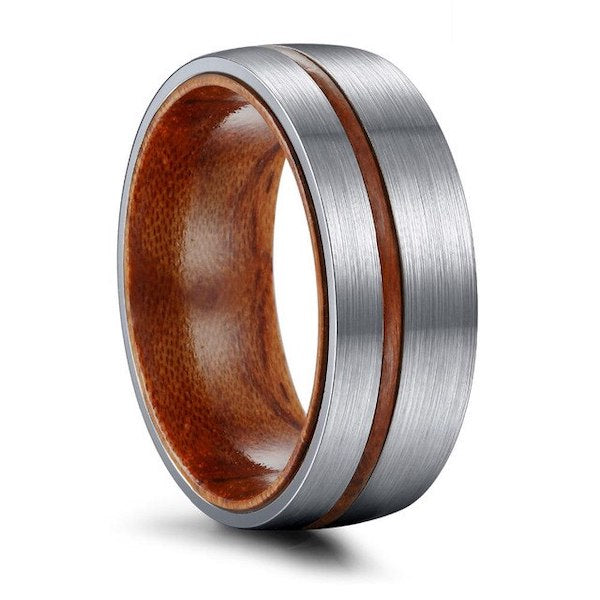 Titanium Wood Ring With Brushed Finish | Classy Men Collection
