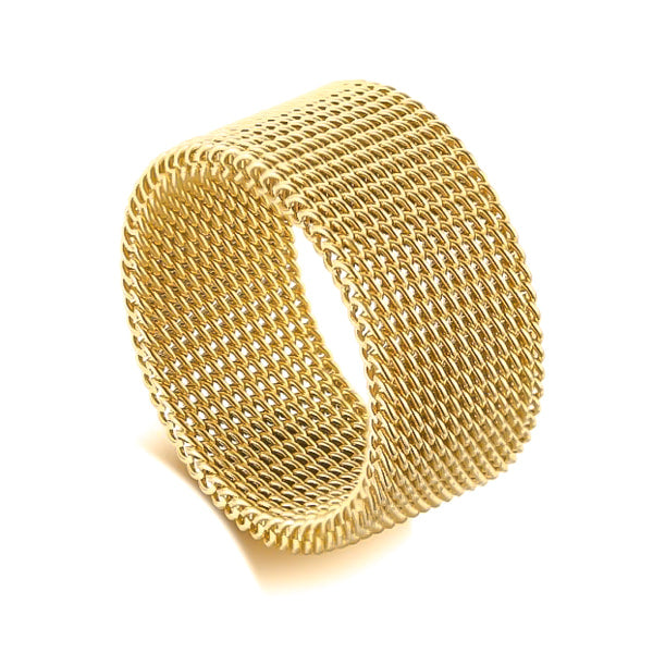 Men's Gold Mesh Ring Made Of Stainless Steel | Classy Men Collection
