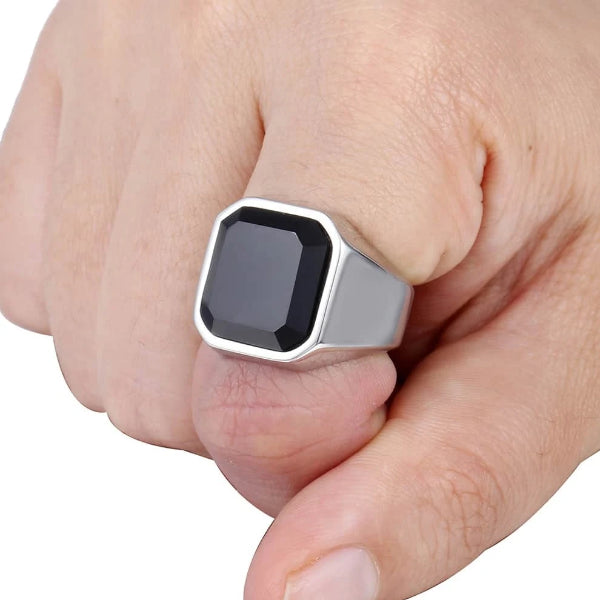 Large Silver Square Signet Ring | Classy Men Collection