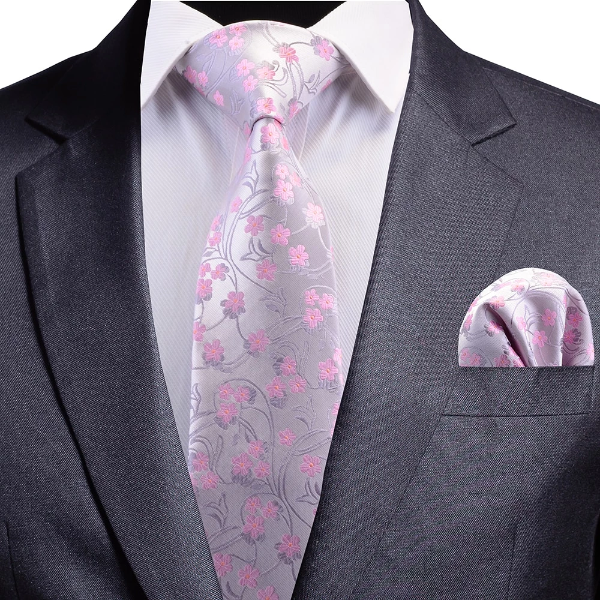 Pearly Floral Premium Satin Necktie | Classy Men Collection