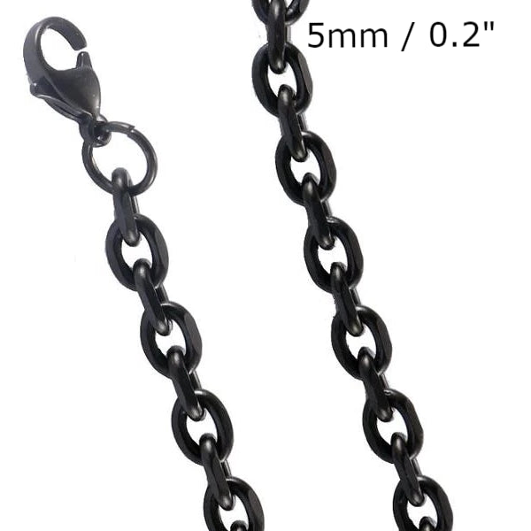 5mm Black Rolo Chain Necklace for Men | Classy Men Collection
