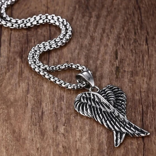 Mens Angel Wings Pendant Necklace Made Of Stainless Steel | Classy Men ...