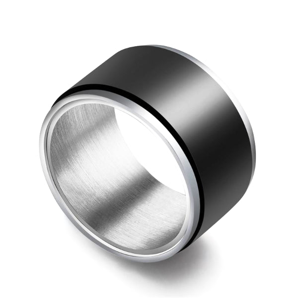 Men's Wide Band Ring in Black & Silver, Made of Stainless Steel | CMC ...