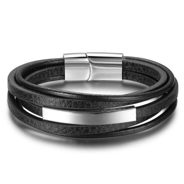 Leather And Stainless Steel Bracelet | Classy Men Collection