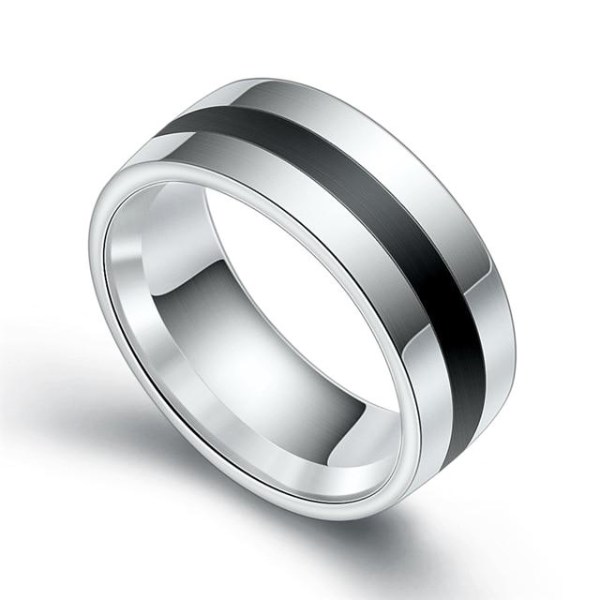 Silver & Black Stainless Steel Ring for Men | CMC | Classy Men Collection