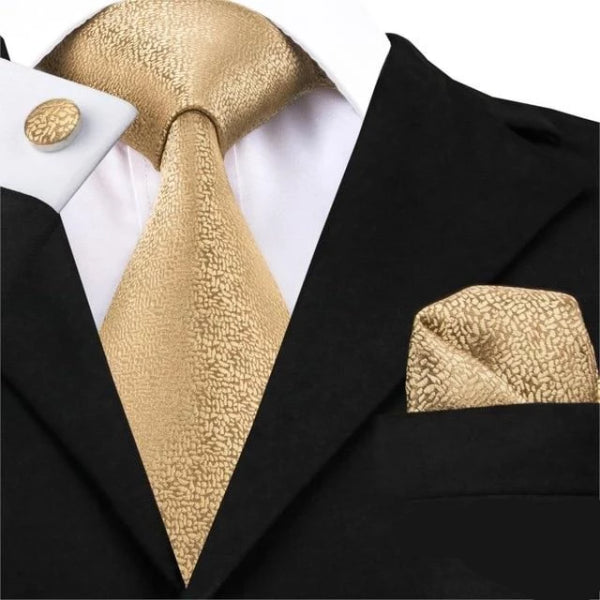 Gold Static Noise Tie | 100% Silk | Classy Men Collection