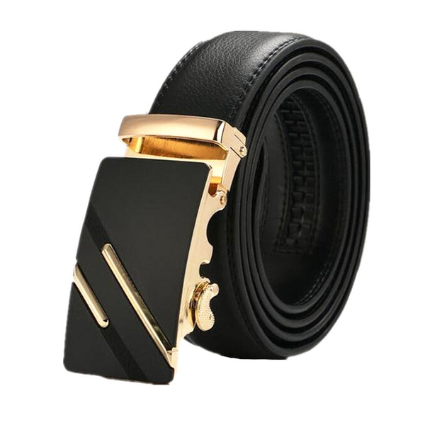 Black & Gold Leather Suit Belt With Tilted Stripes | CMC | Classy Men ...