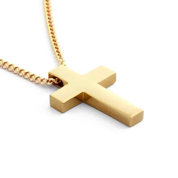 Simple Gold Cross Pendant Necklace | Classy Men Collection