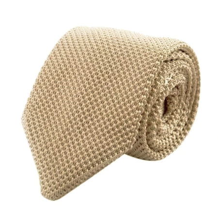 Beige Knitted Tie For Men | Classy Men Collection